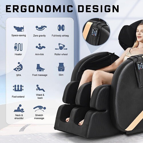 Full Body Shiatsu Massage Chair Air Pressure Recliner ZERO GRAVITY w ...