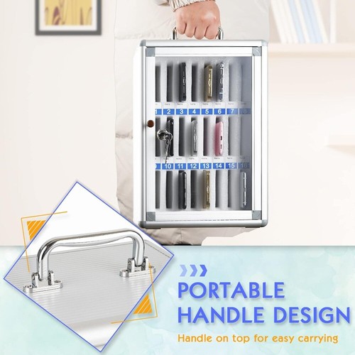 24 Slots Aluminum Alloy Acrylic Phone Storage Box Cell Phones Lockable ...