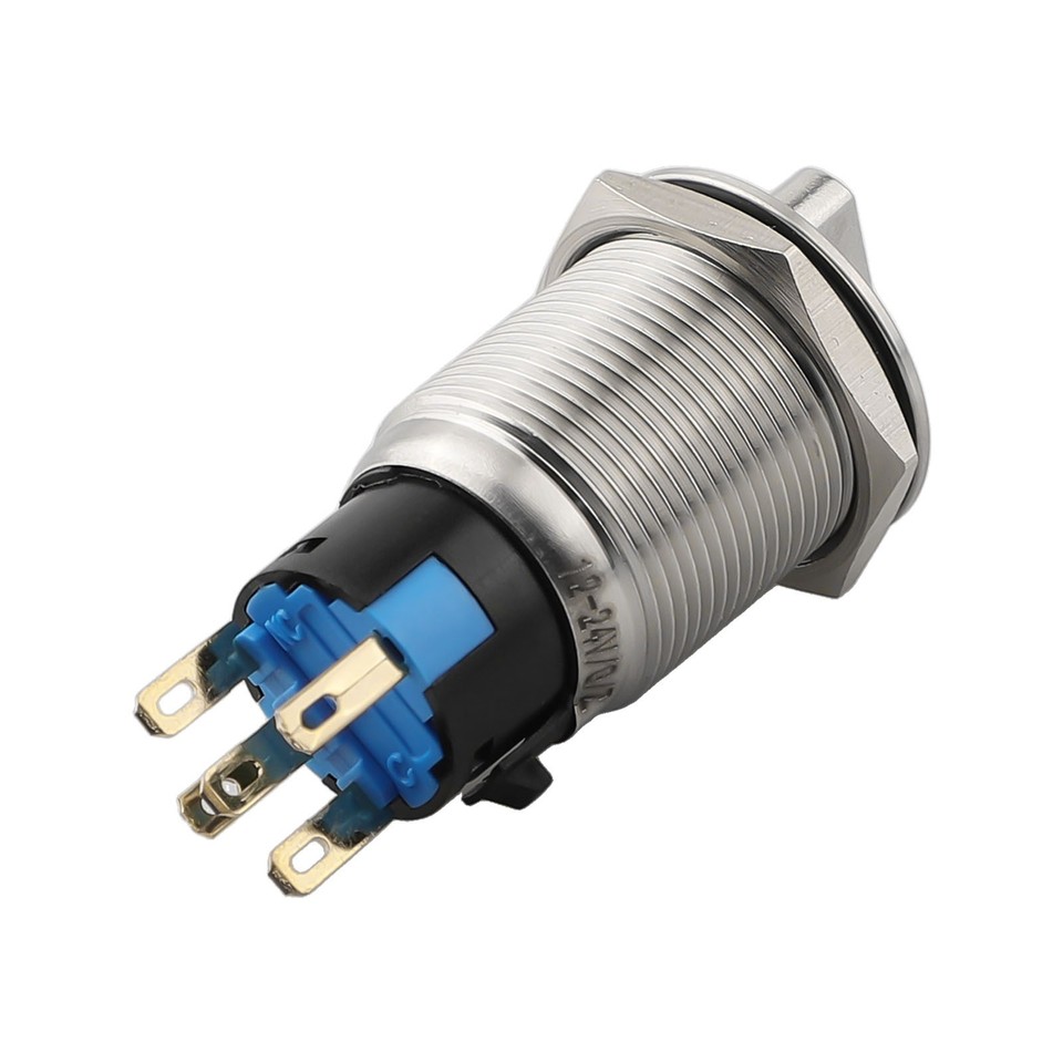 12 24V Push Button Switch Stainless Steel 2 Positions 1NO1NC 19mm Hole ...
