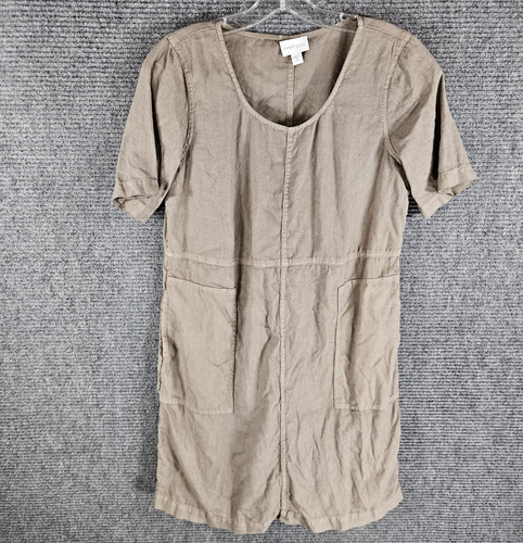 J Jill Pure Jill Garment Dyed Linen Dress XS Short Sleeve Green | eBay