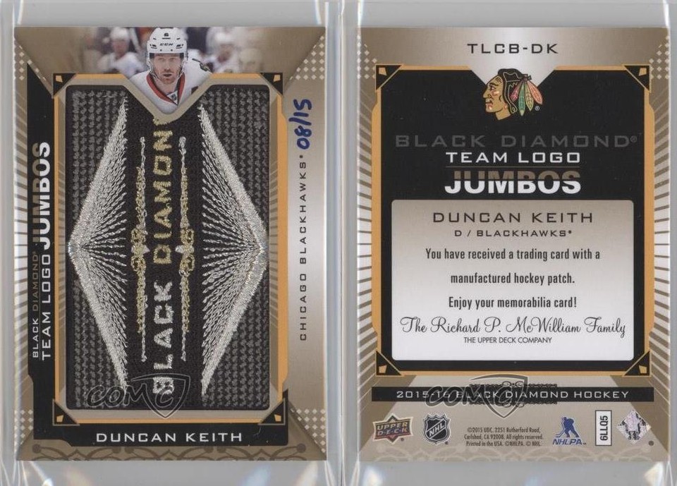 2015 Upper Deck Black Diamond Team Jumbos Gold BD Logo 8/15 Duncan ...