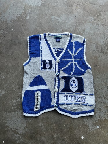 Vintage 90s Duke University Blue Devils Vest Knot Sweater Unisex Sz ...