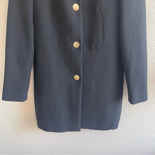 Zara Snap Button Frock Coat in Black Gold Buttons Tailored Womens Size ...