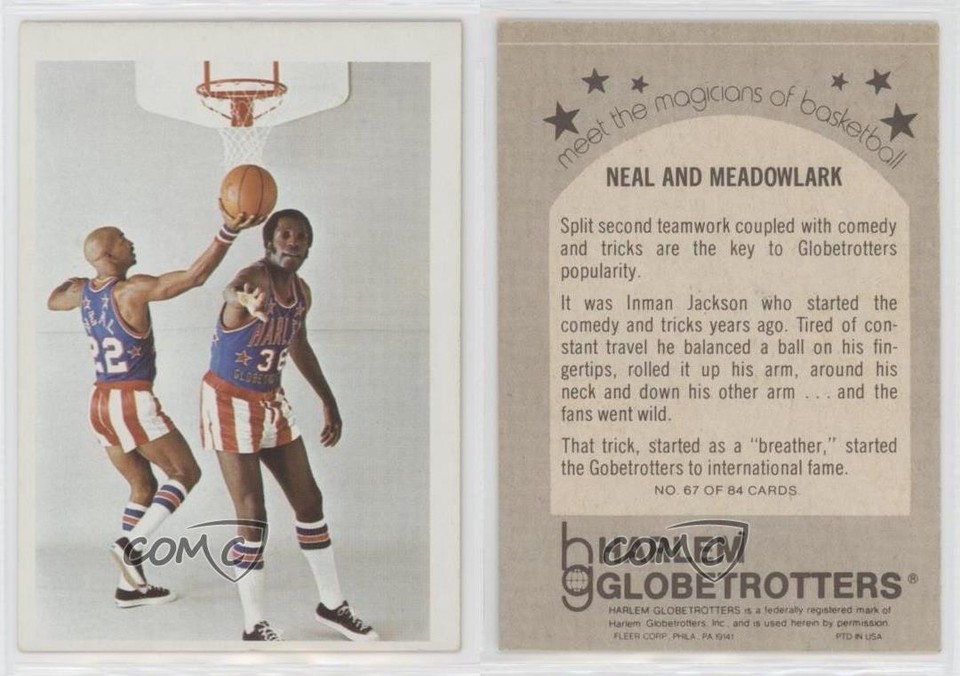 1971 Fleer Harlem Globetrotters Curly Neal Meadowlark Lemon and #67 ...