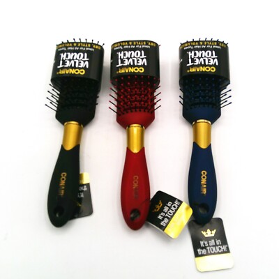 New Conair Velvet Touch 3 PACK Dry/Style/Volumize Brush Tri Color | eBay