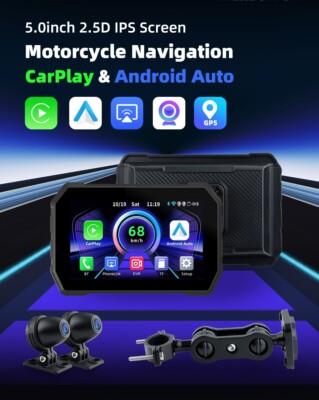 Universal Portable 5"Linux Motorcycle Navigation Carplay BT5.0 720P ...