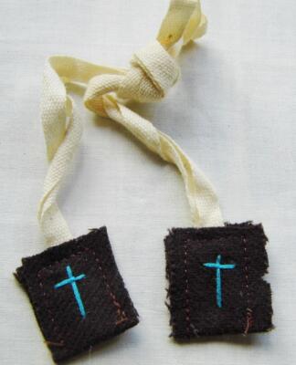 Vintage Irish Catholic Brown Holy Scapulars Blue Cross Christian ...