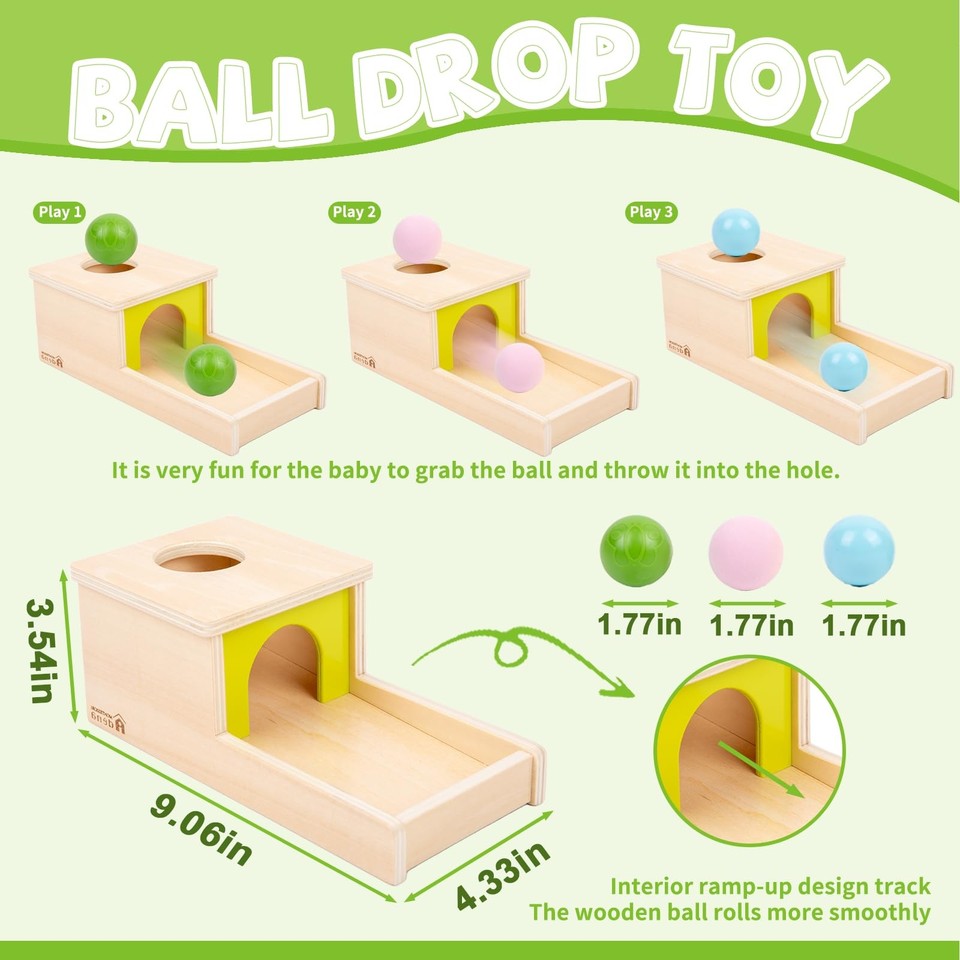 Object Permanence Box with Tray Three Balls Montessori Toys for 6-12 ...