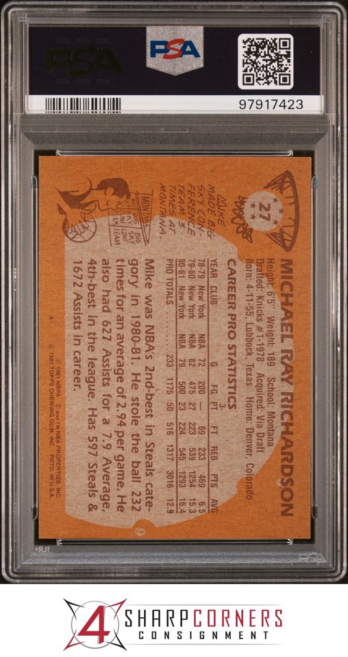 1981 TOPPS #27 MICHAEL RAY RICHARDSON PSA 9 K4191599-423 | eBay