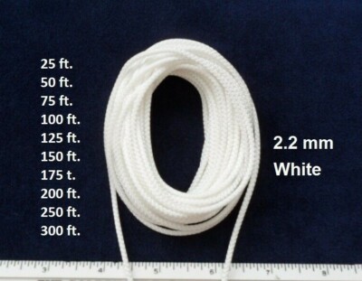 25-300ft 2.2 mm White Lift Pull String Cord for Shades, Honeycomb ...