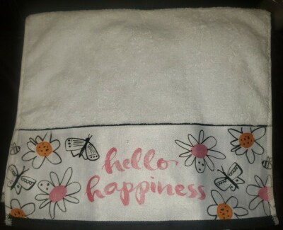 Creative Bath Kathy Davis Scatter Joy HELLO HAPPINESS Hand Towel | eBay