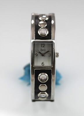 LEI Women Watch Stainless Steel Silver Black WR Clip on Battery White ...
