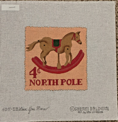 Love You More Stamp ROCKING HORSE Hand Painted Needlepoint Canvas | eBay