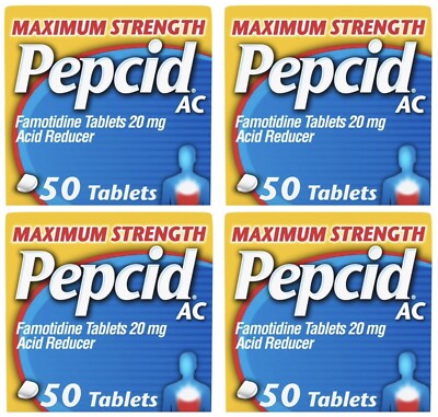 200 Pepcid AC Maximum Strength Famotidine Acid Reducer, 20 mg Tablets ...