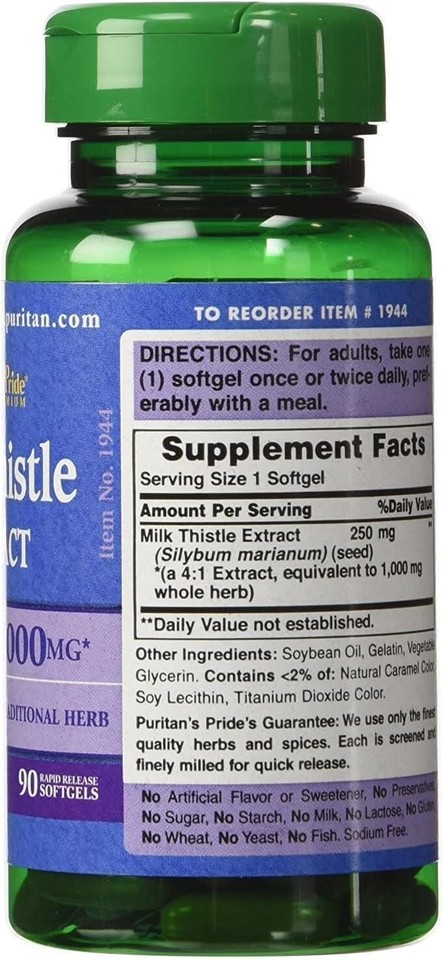 3 Pack Milk Thistle 4:1 Extract 1000mg (Silymarin) Concentrated Extract ...