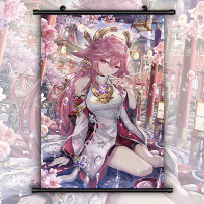 Genshin Impact Yae Miko Banner Wall Poster Scroll Home Decor | eBay UK
