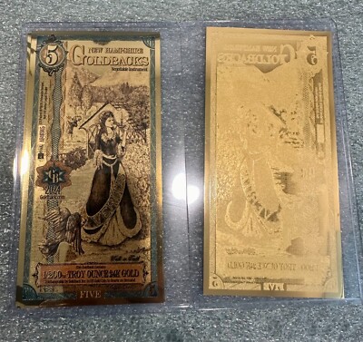 5 NEW HAMPSHIRE Goldback 1/200 oz 24K Pure Gold Aurum Gold Foil Note ...