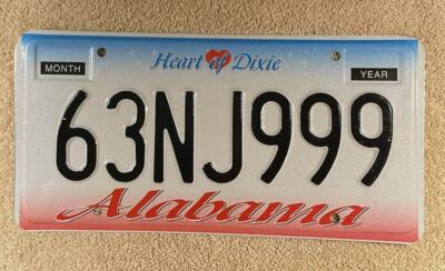 63NJ999 Vintage Alabama License Plate Repeating 9s 999 Good Number ...