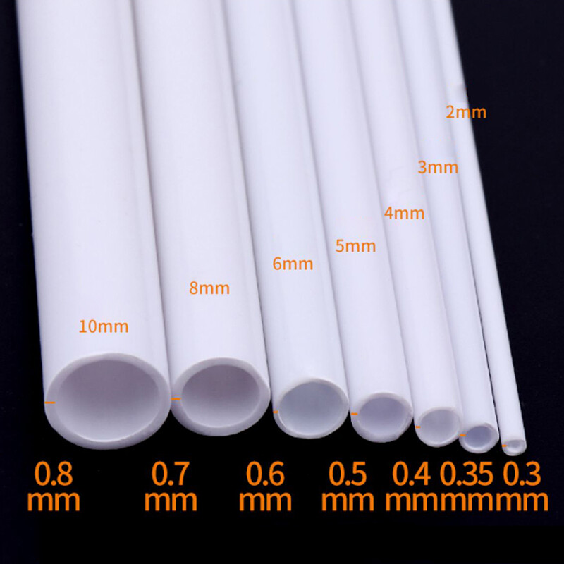 White ABS Round Hollow Tube 2-10mm Styrene Plastic Pipe L 250mm DIY ...