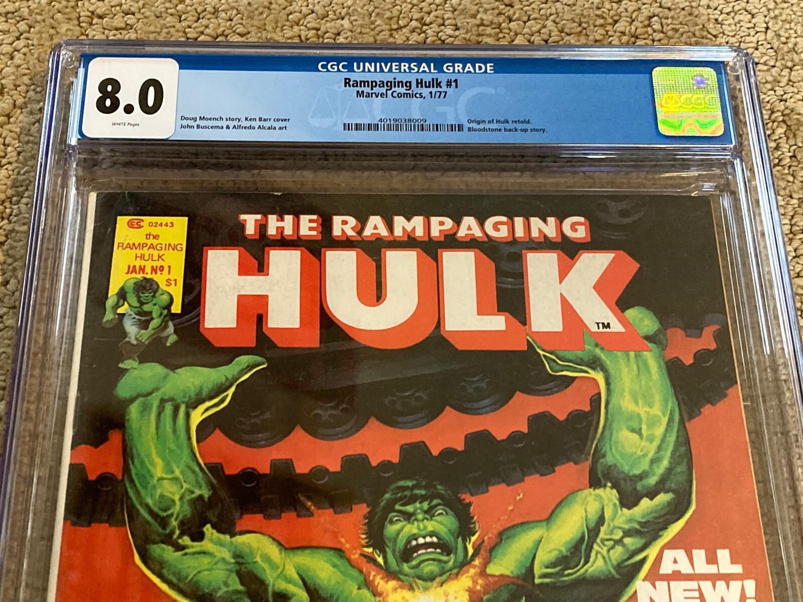 Rampaging Hulk 1 CGC 8.0 White Pages (Iconic Cover- Hulk-Sized Magazine ...