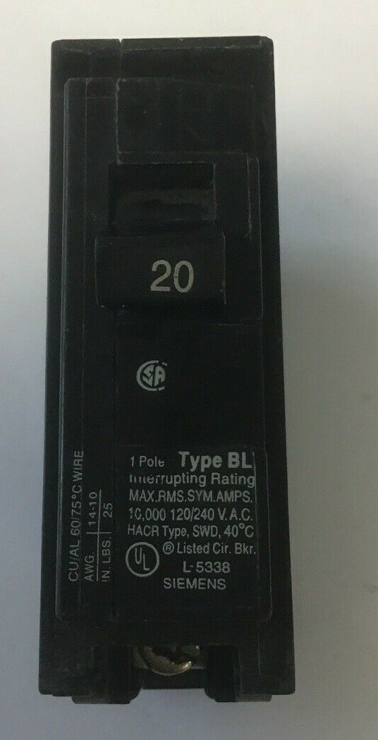 SIEMENS B120 1POLE 20AMP CIRCUIT BREAKER 120/240VAC***LOTOF5*** | eBay