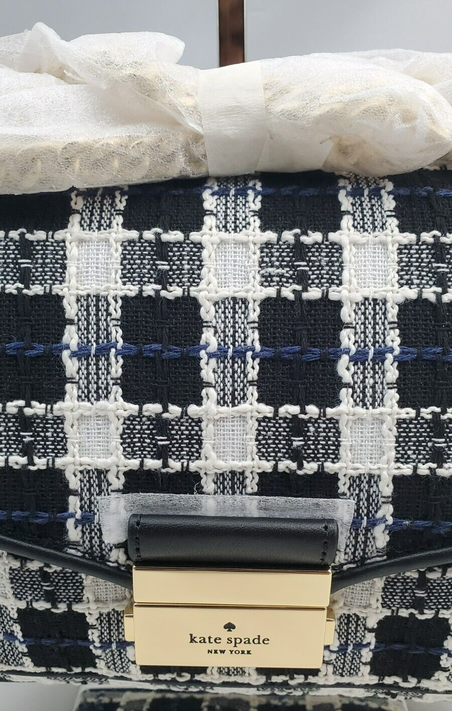 NWT_Kate Spade Check Tweed Carey Small Flap Shoulder Bag Black, Retail ...