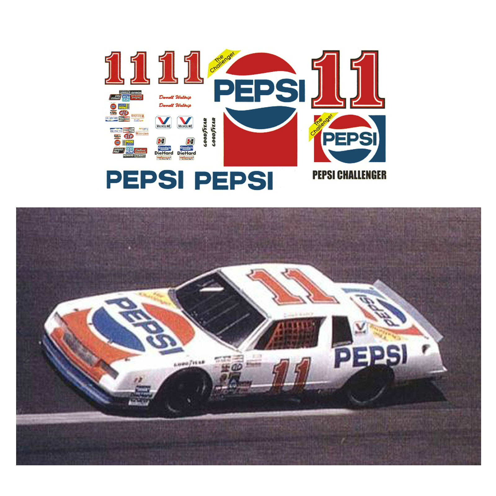 #11 Darrell Waltrip Pepsi Challenger 1983 1/64 decal AFX TYCO Lifelike ...