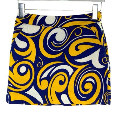 Loudmouth Ladies 2 Blue Gold Splash Stretch Tech Skort Golf Pickleball ...