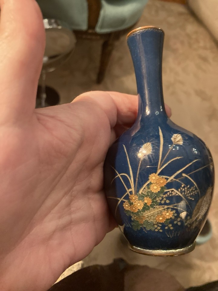 Tiny But Exquisite Japanese Meiji Cloisonne Vase . Excellent condition ...