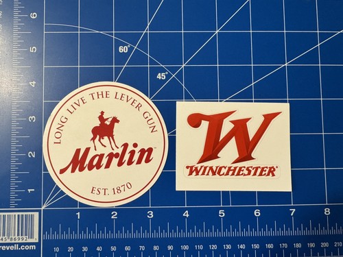 Lot 2 Marlin Winchester Glossy Sticker Tactical SHOOTING Handgun Rifle ...