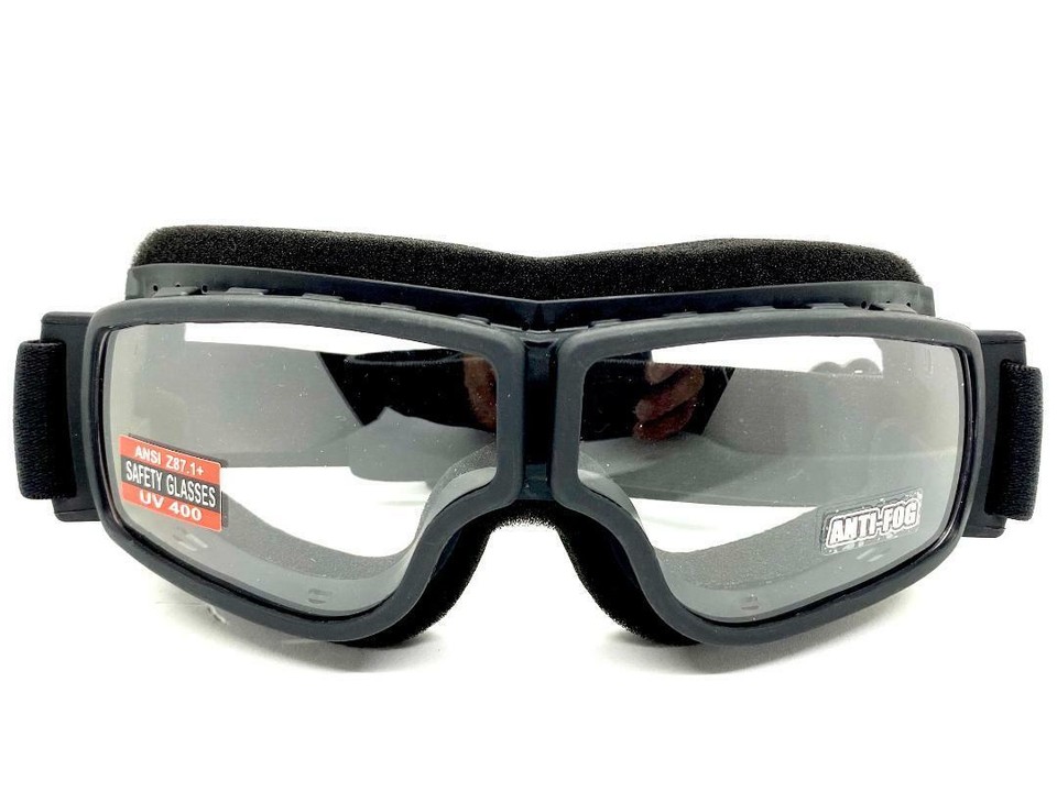 MOTORCYCLE Riding Padded Safety Protective GOGGLES Anti-Fog Lens Fit ...