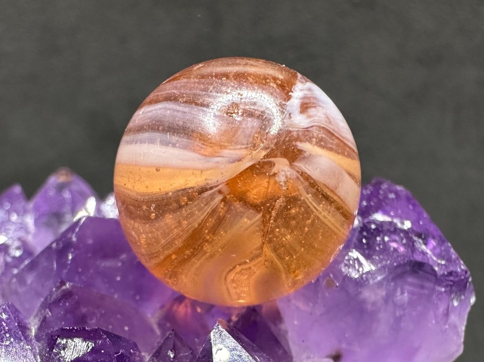 PRETTY Vintage Master PEACH Brushed Sunburst Slag Marble - .67 ...