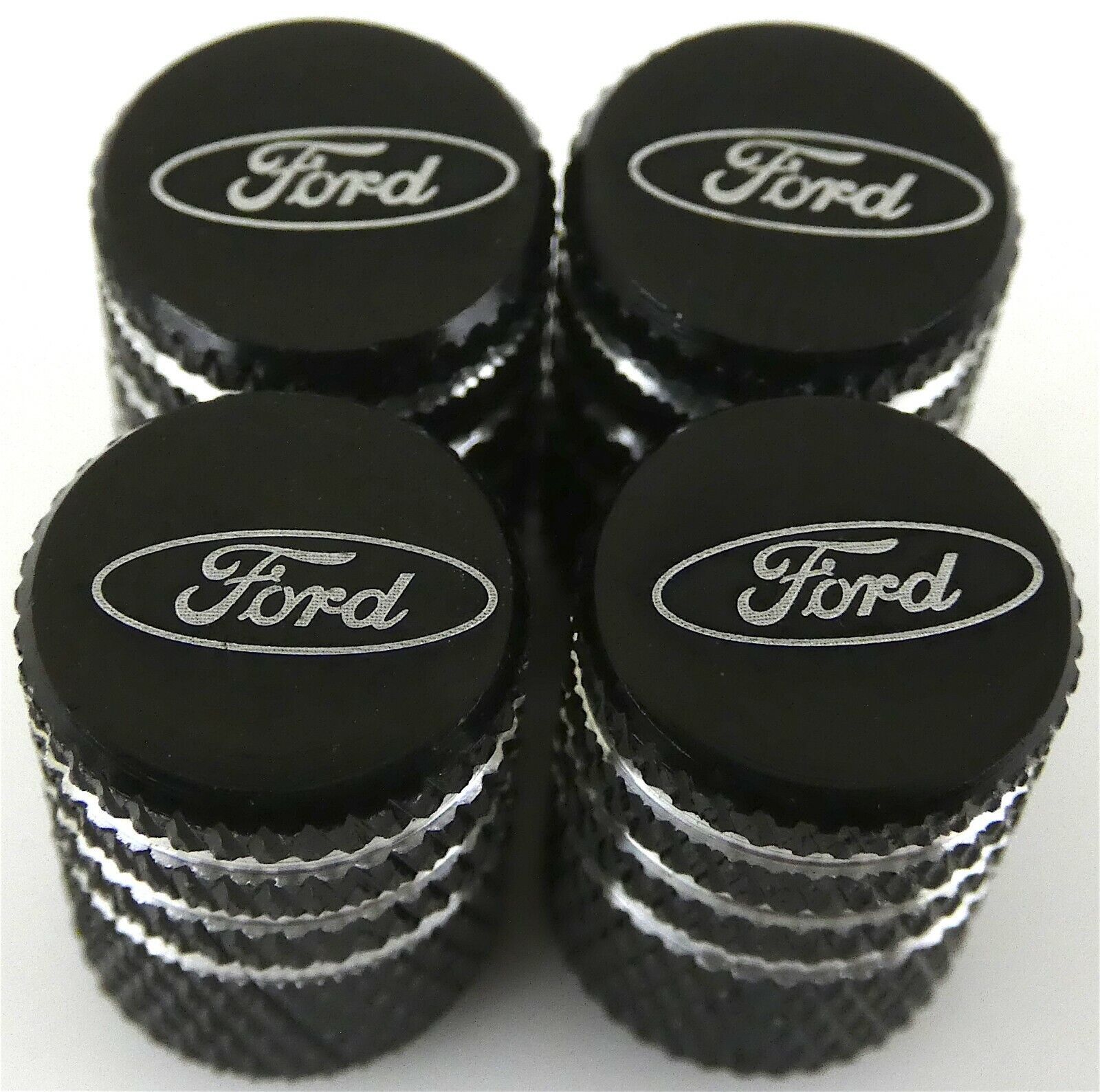 4 Black Ford Tire Valve Stem Caps For Truck Car Universal Fitting Free ...