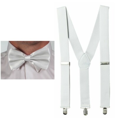 White Braces and Dicky Bow Tie Fancy Dress Party Wedding Prom ...
