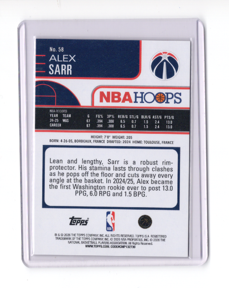2025-26 NBA Hoops - Alex Sarr #58 Pixel Burst Orange /25 | eBay