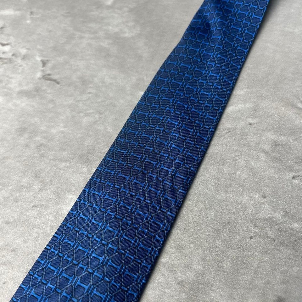Hermes Necktie Silk H Pattern Blue Grid Tie Luxury Silk Necktie ...