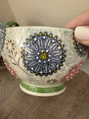 Pier 1 Imports Cups Hand Painted Floral Dutch Set Of 4 Mugs Large ...