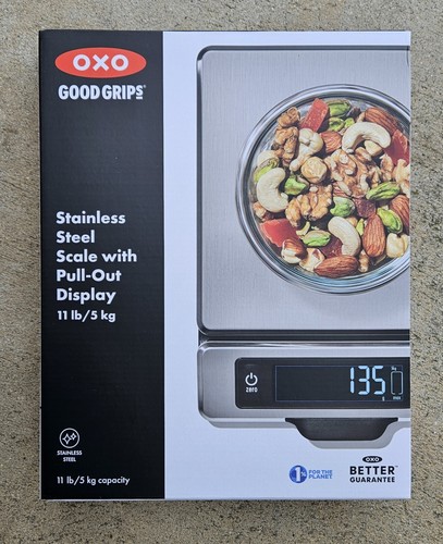 BRAND NEW OXO STAINLESS STEEL DIGITAL SCALE - WILLIAMS SONOMA - 11 LB ...