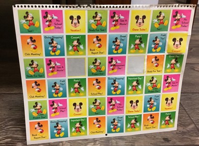 Vintage Disney Mickey Mouse Sheet Of Stickers Reward Chart Calendar ...