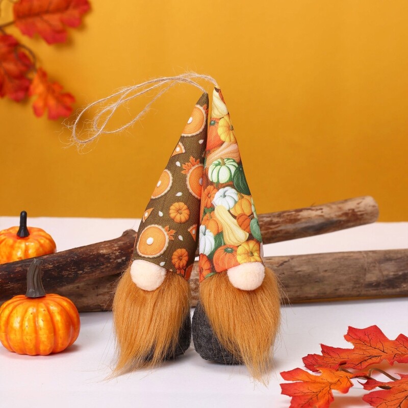 Harvests Festival Gnomes 4pcs Maple Pumpkin Thanksgiving Gnome Pendant ...