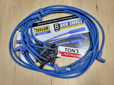 Taylor Spark Plug Wire Set 64606 High Energy 8mm Blue 90* SBC Under ...