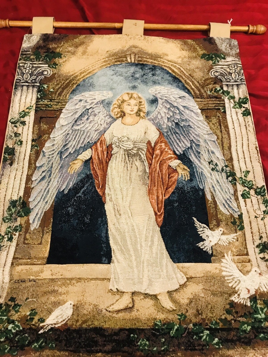 Guardian Angel Wall Tapestry Pastel Violet Guardian Angel Art Print,