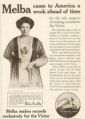 1910 Nellie Melba RCA Victor Victrola Phonograph Nipper Dog Record ...