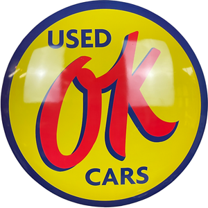 Chevrolet OK Used Cars Dome Sign 15" Round Metal Sign, Vintage Chevy ...
