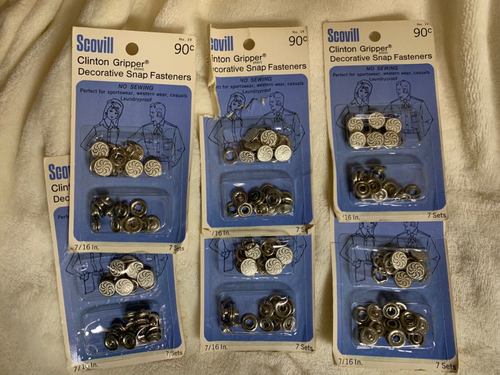 SCOVILL Snap fasteners, Spiral star white silver, size 7/16, 7 sets in ...