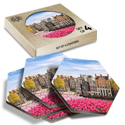 4 x Hexagon Coasters - Amsterdam Netherlands Houses #3035 | eBay