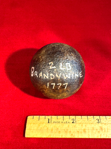 RARE REVOLUTIONARY WAR 2 LB. CANNONBALL FROM THE BATTLE OF BRANDYWINE ...