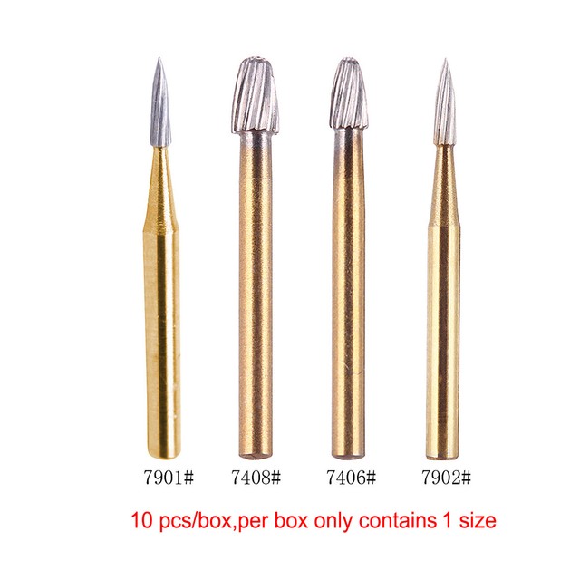 10 X Dental Trimming & Finishing Gold Burs Carbide Burs FG7901/7902 ...