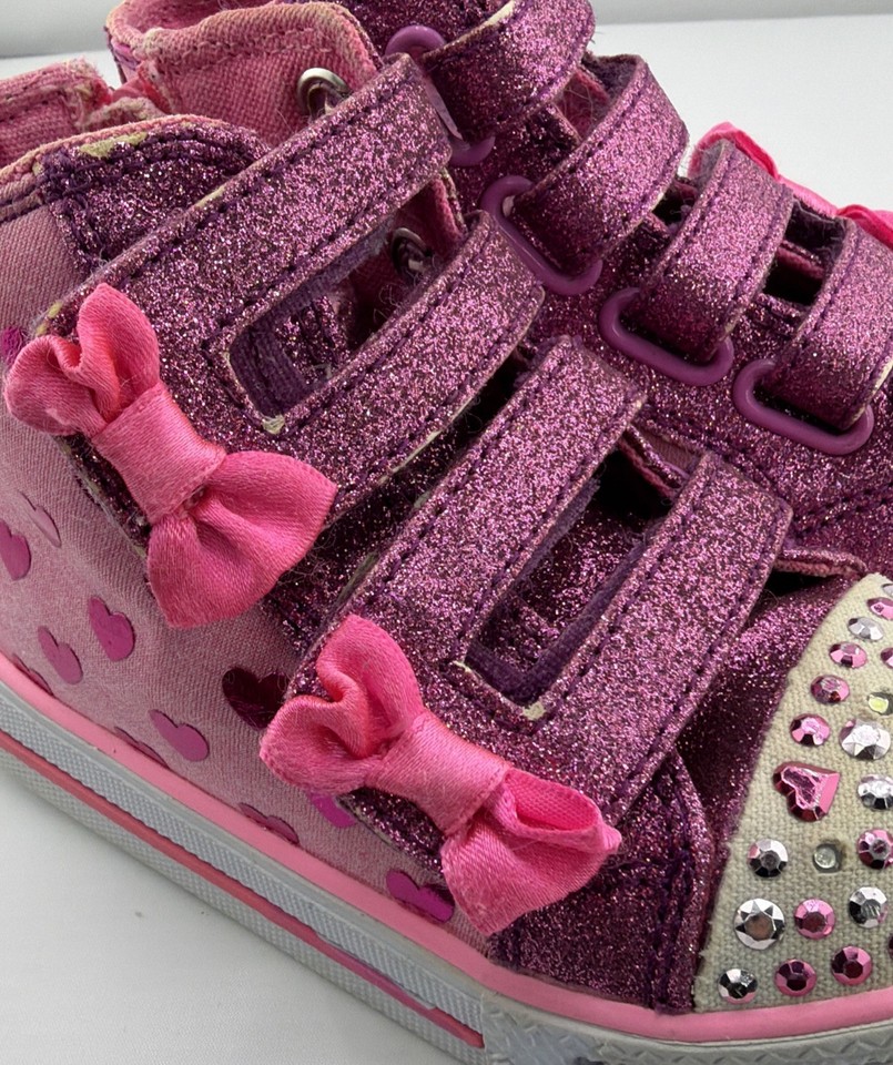 Sketcher Twinkle Toes High Top Sneakers Light Up Toes with Glitter And ...