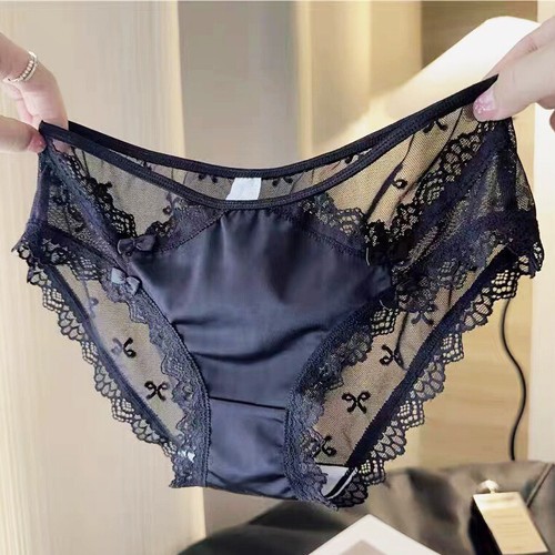 1/5 Pack Lot Womens Ladies French Lace Panties Satin Briefs Bow Sheer ...